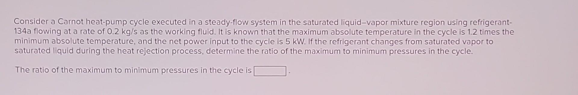 Solved Consider a Carnot heat-pump cycle executed in a | Chegg.com