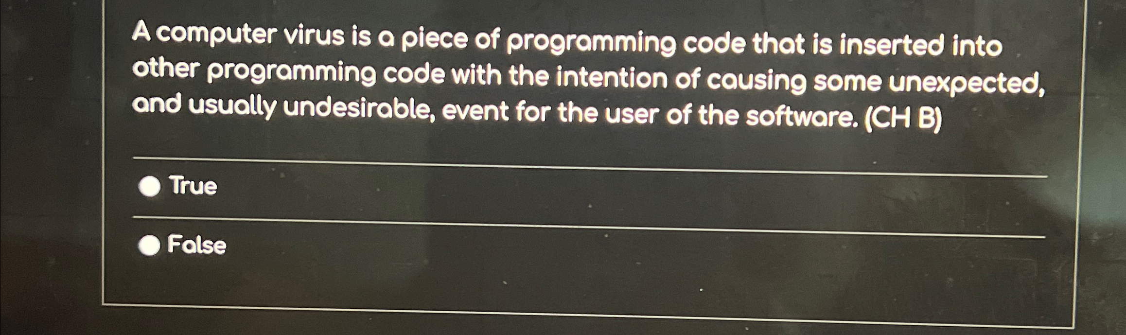 Solved A computer virus is a piece of programming code that | Chegg.com