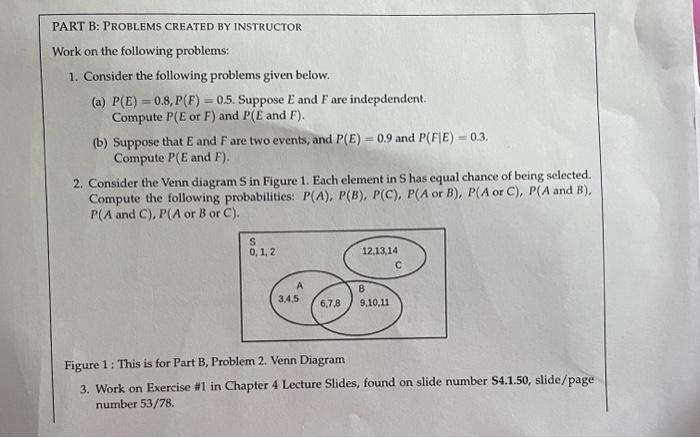 Solved PART B: PROBLEMS CREATED BY INSTRUCTOR Work on the | Chegg.com