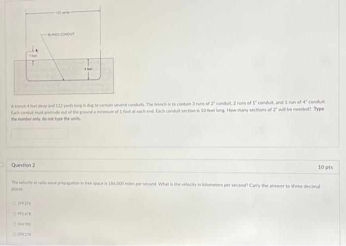 Solved 1 foot Question 2 A trench 4 feet deep and 122 yards | Chegg.com