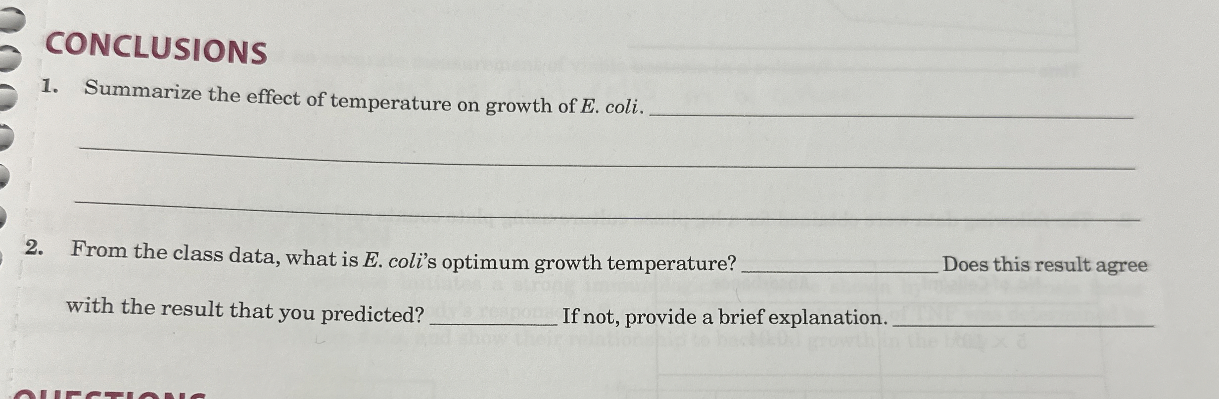 Solved CONCLUSIONSSummarize the effect of temperature on | Chegg.com