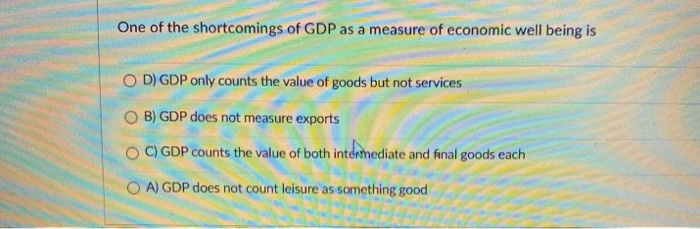 Solved One of the shortcomings of GDP as a measure of | Chegg.com