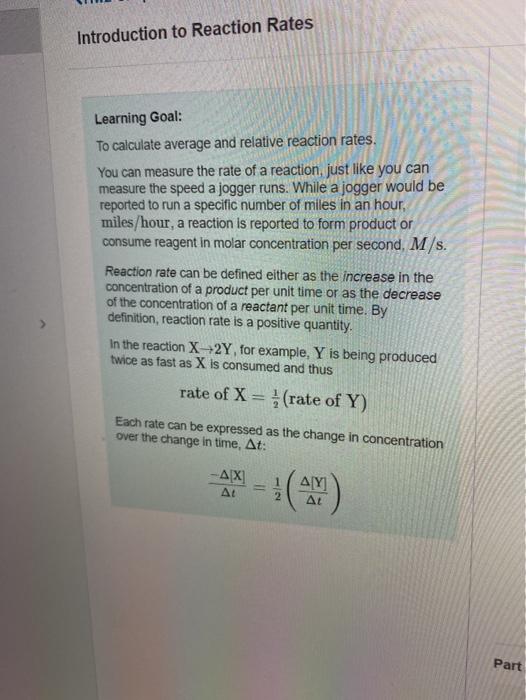 Solved Introduction to Reaction Rates Learning Goal: To | Chegg.com