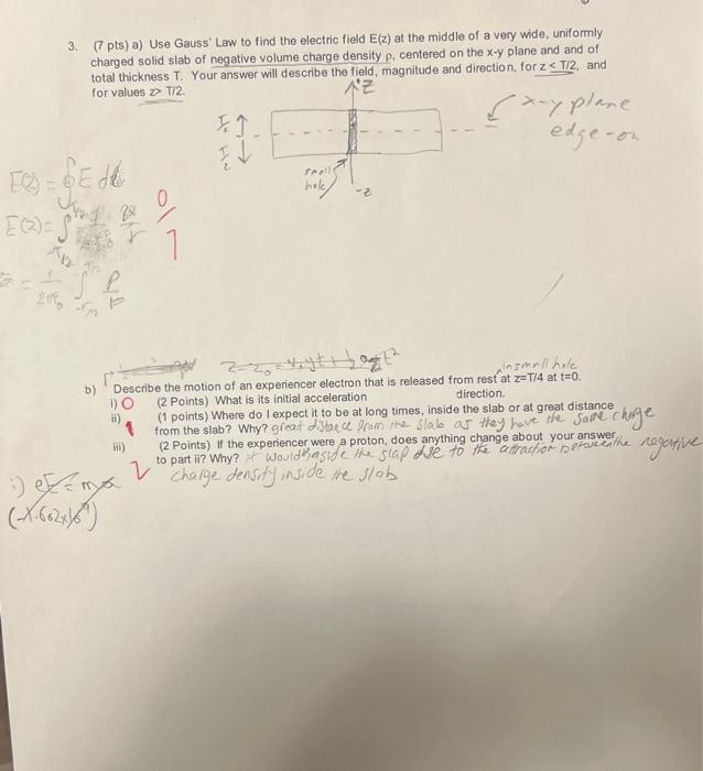 Solved 3. (7 pts) a) Use Gauss ' Law to find the electric | Chegg.com