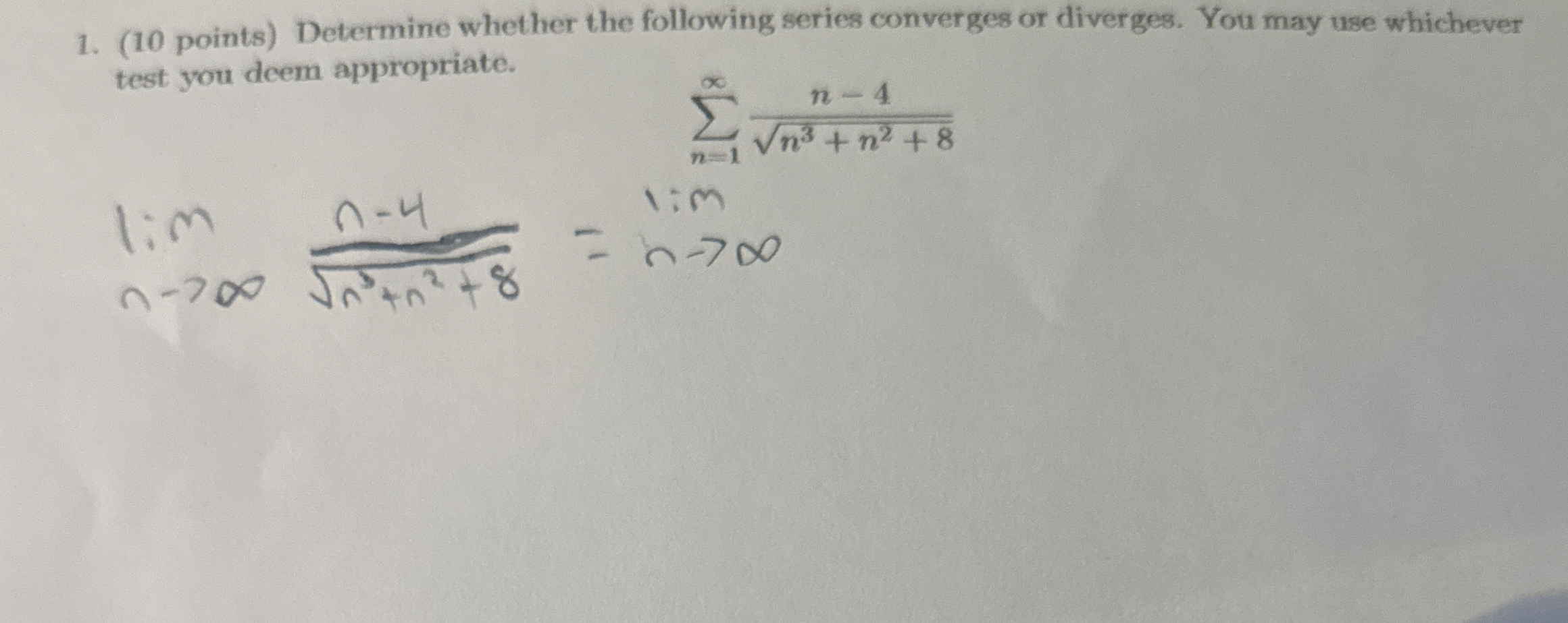 Solved (10 ﻿points) ﻿Determine whether the following series | Chegg.com