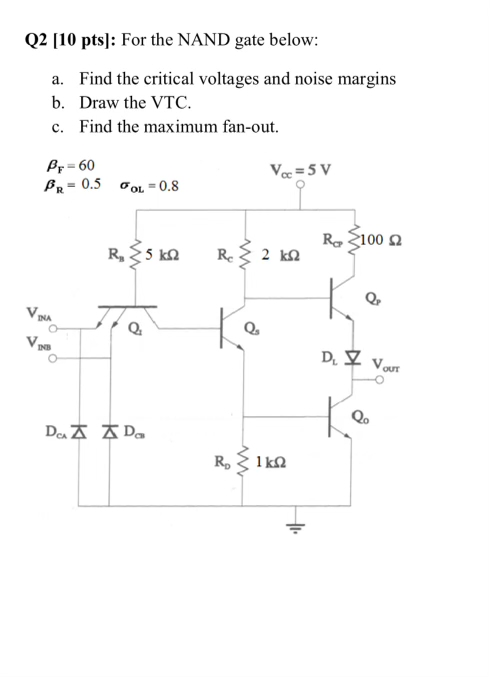 Q2 [10 ﻿pts]: For the NAND gate below:a. ﻿Find the | Chegg.com
