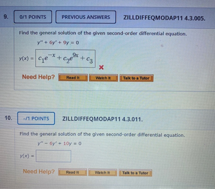 Solved 9. 0/1 POINTS | PREVIOUS ANSWERS ZILLDIFFEQMODAP11 | Chegg.com
