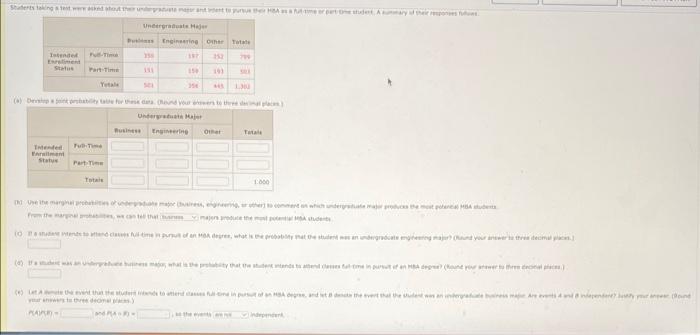 Solved Jebed Ieinia Develop A Joint Probablity Table For 9426