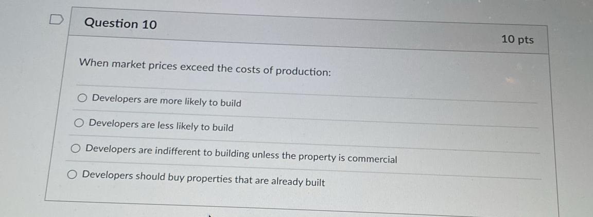 Solved Question 1010 ﻿ptsWhen market prices exceed the costs | Chegg.com