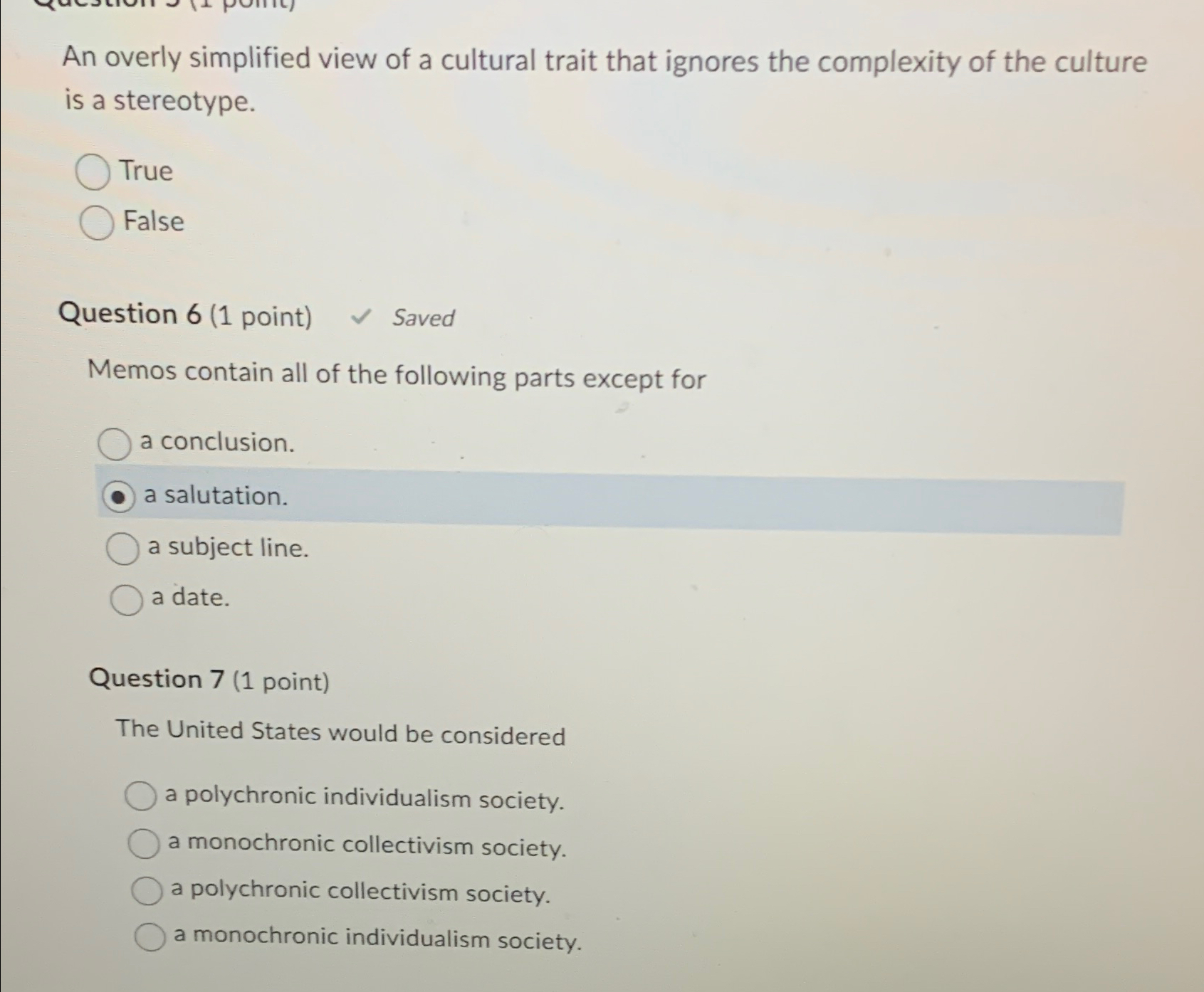 Solved An overly simplified view of a cultural trait that | Chegg.com