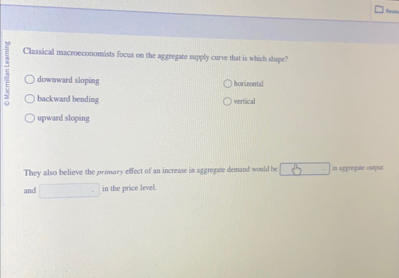Solved ResolClassical macroeconomists focus on the aggregate | Chegg.com