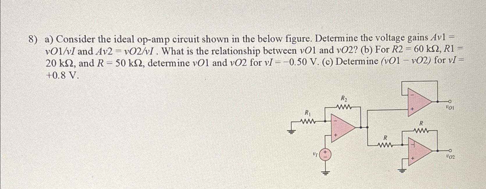 Solved a) ﻿Consider the ideal op-amp circuit shown in the | Chegg.com
