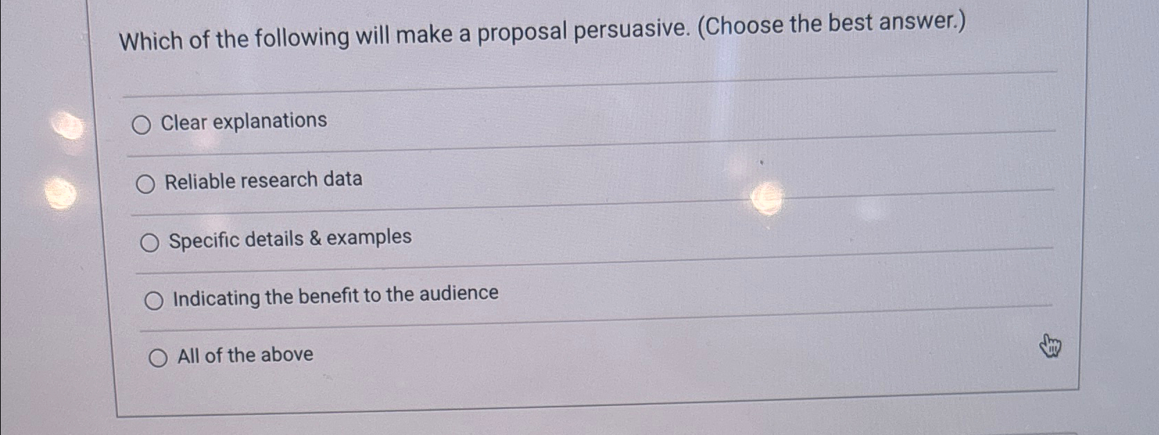 Solved Which of the following will make a proposal | Chegg.com