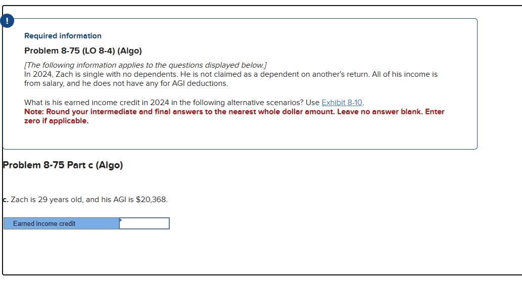 Solved !Required informationProblem 8-75 (LO 8-4) (Algo)[The | Chegg.com