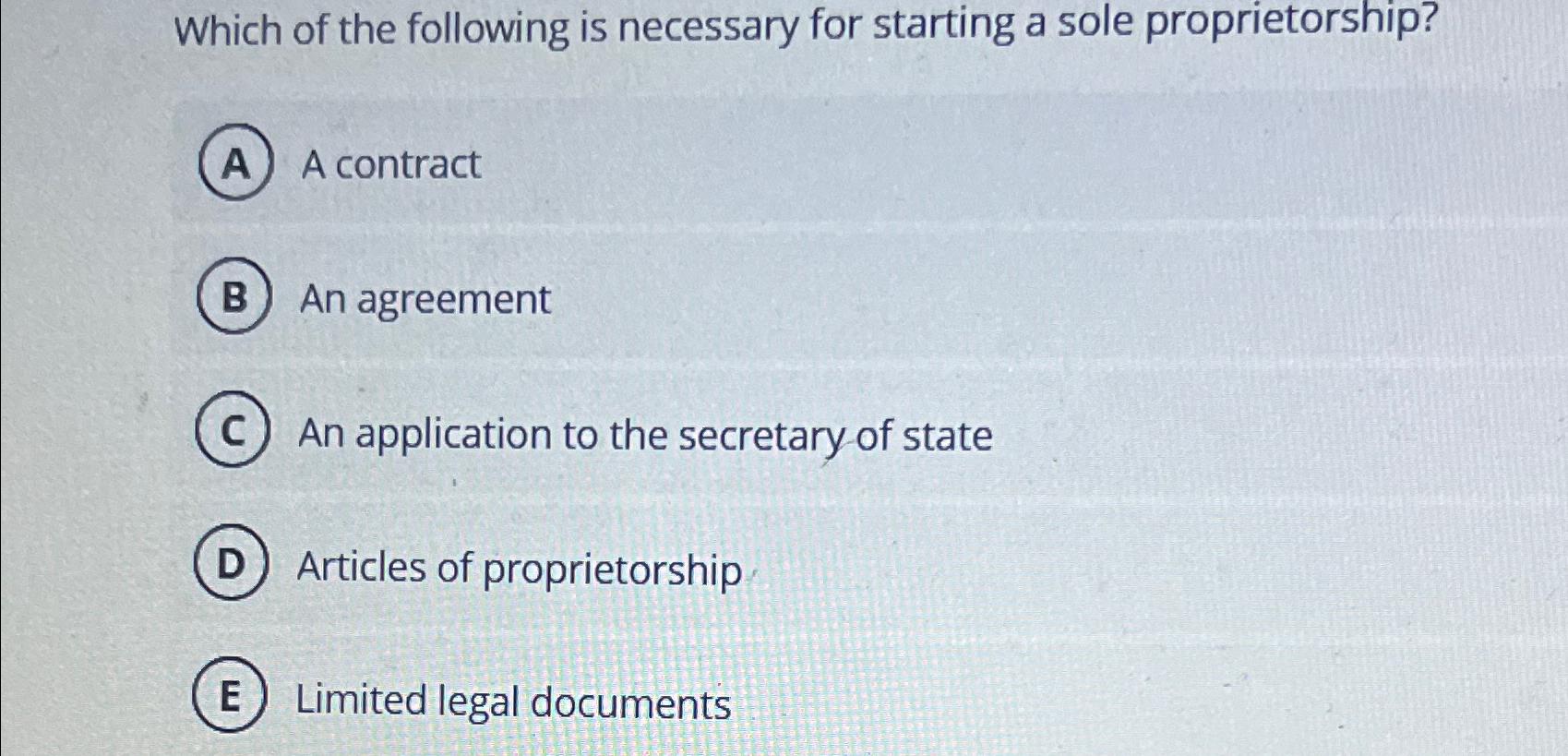 Solved Which of the following is necessary for starting a | Chegg.com