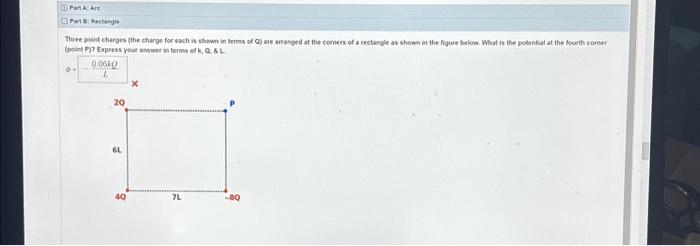 Solved please help!Part B: Rectangle Three point charges | Chegg.com