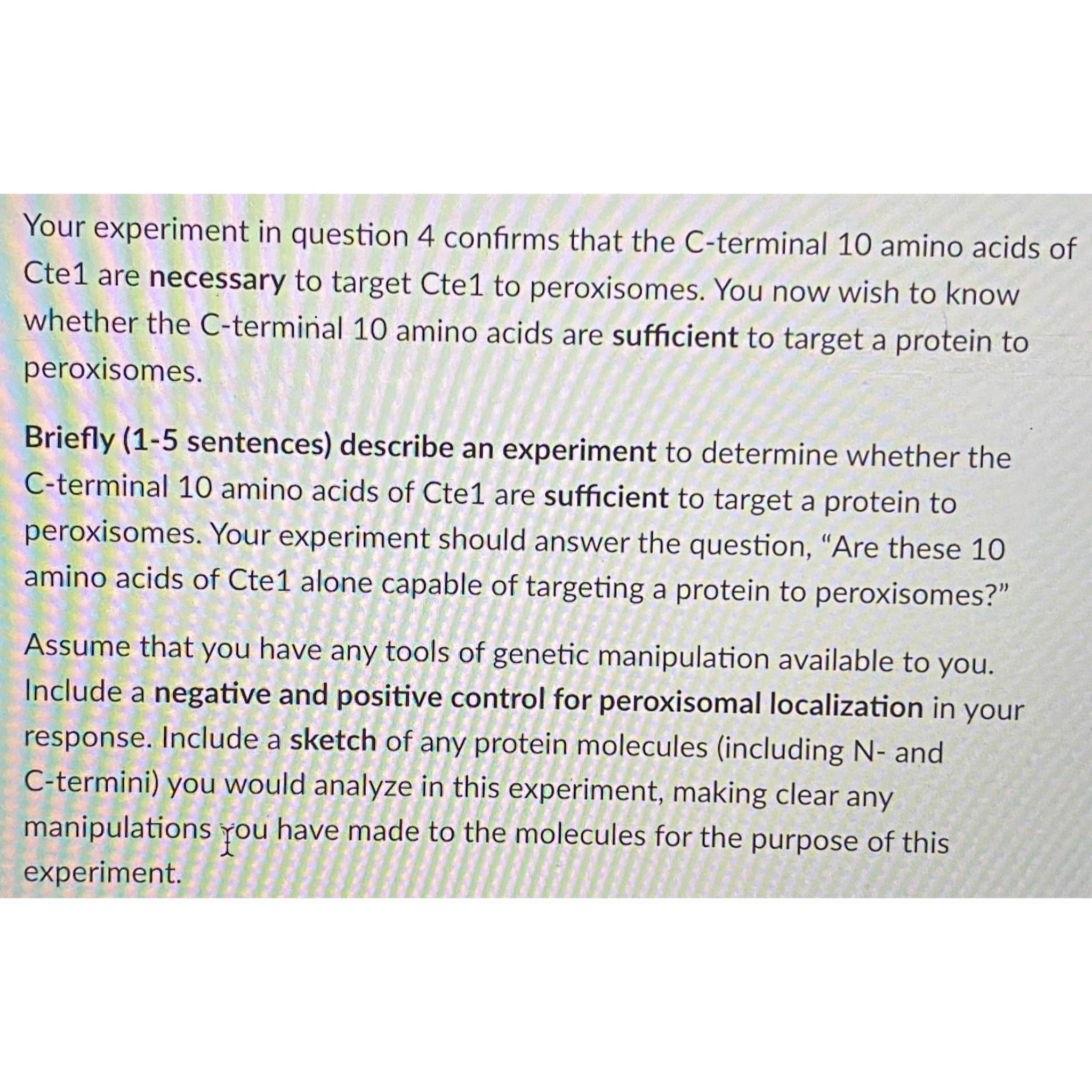 Solved Your experiment in question 4 ﻿confirms that the | Chegg.com