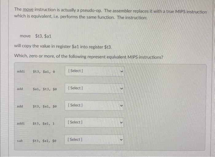 Solved The move instruction is actually a pseudo-op. The | Chegg.com