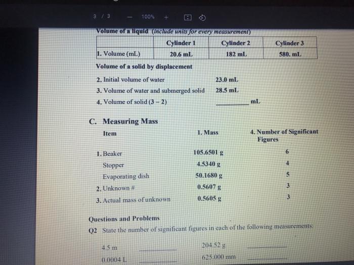 Solved 1. What are the standard units of length, mass, | Chegg.com