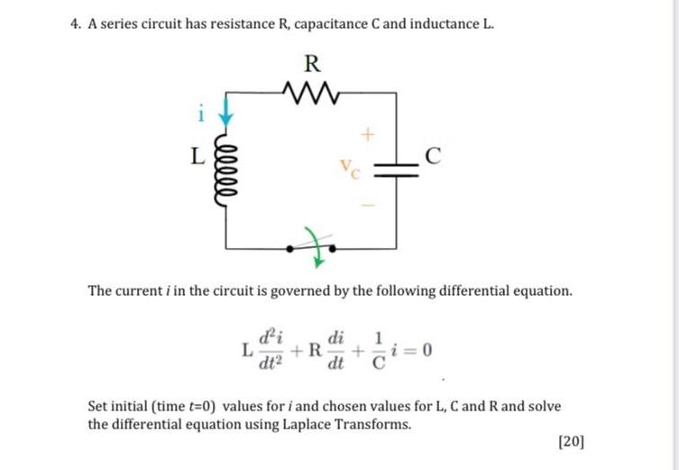 A series circuit has resistance R, ﻿capacitance C | Chegg.com