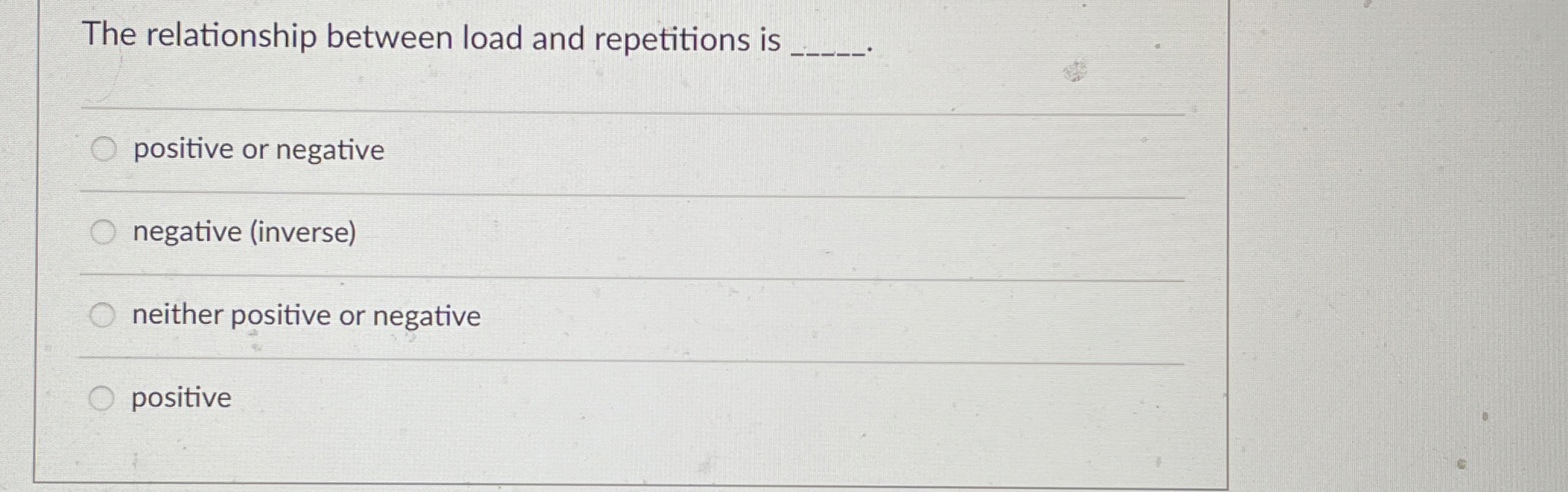 Solved The relationship between load and repetitions | Chegg.com