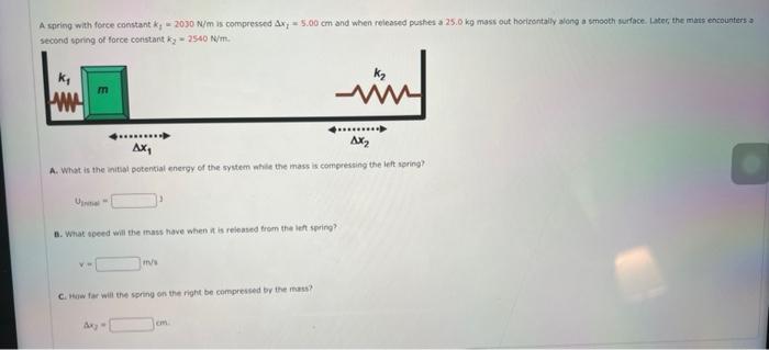 Solved second spring of force constant k2=2540 N/m. A. What | Chegg.com