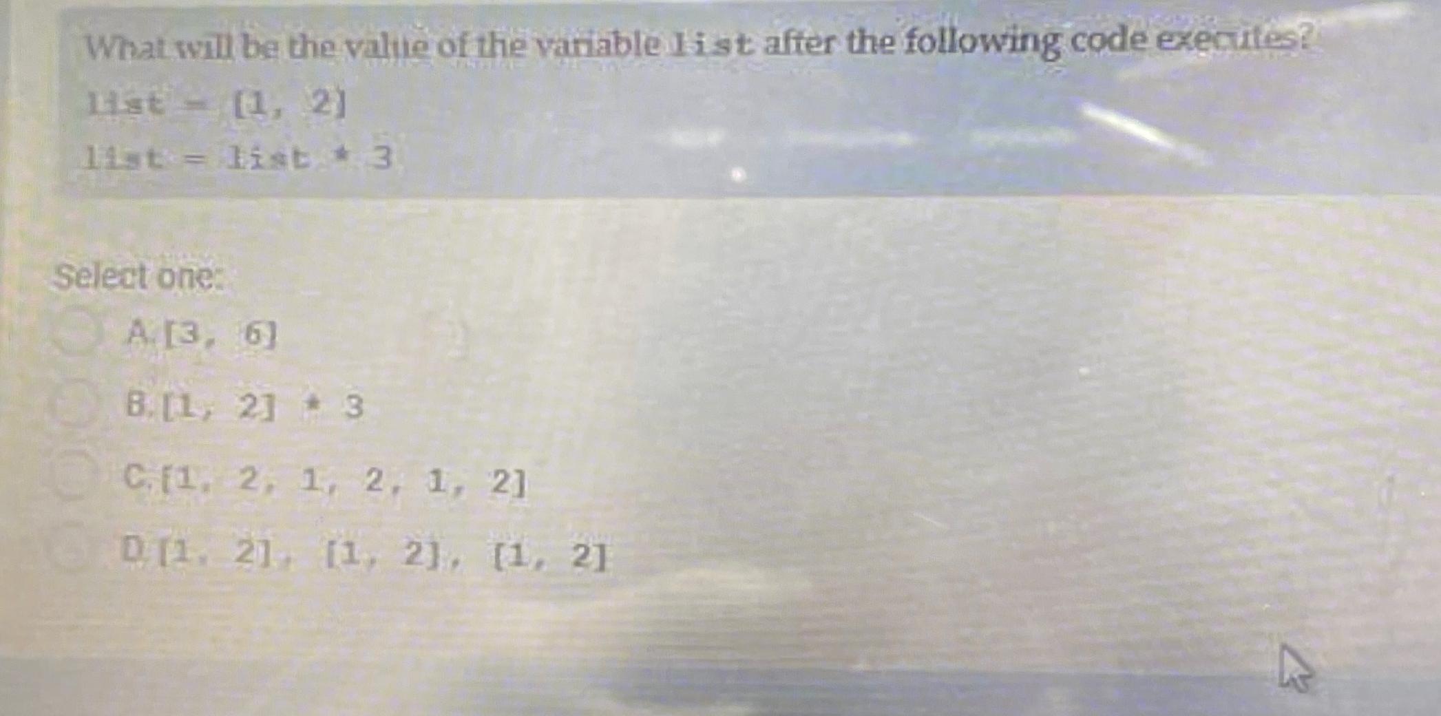 Solved What will be the value of the variable list after the | Chegg.com
