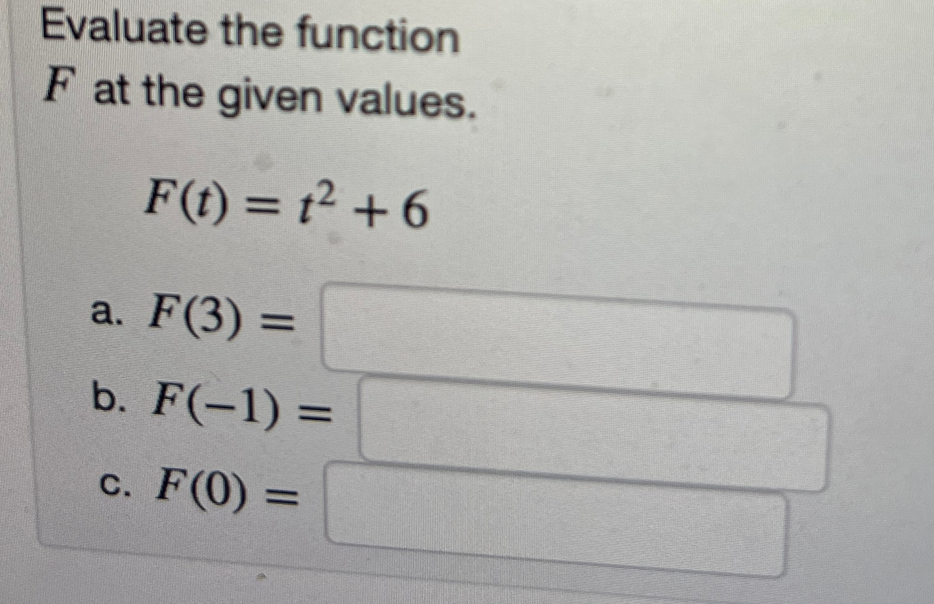 Solved Evaluate the function F ﻿at the given | Chegg.com