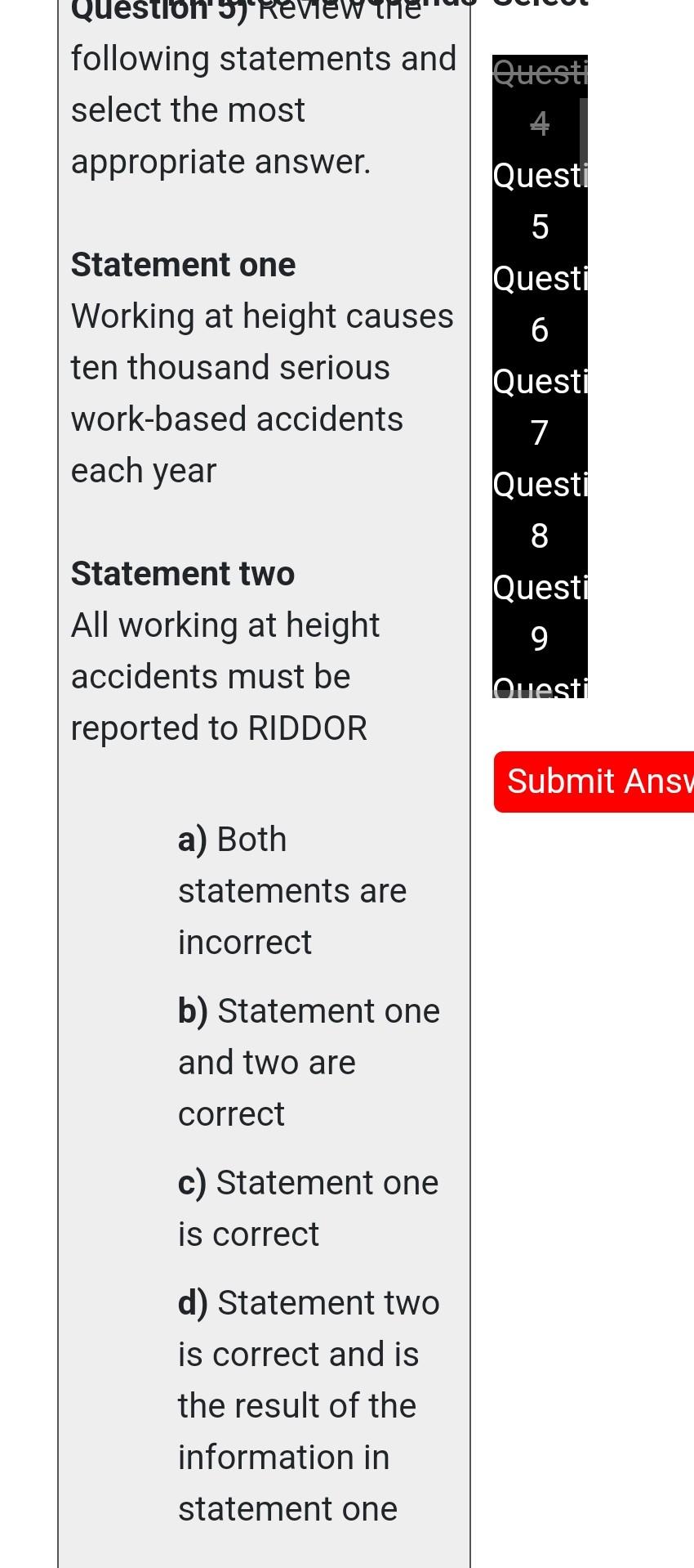 following statements and select the most appropriate | Chegg.com
