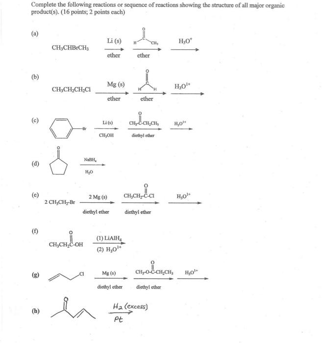 Solved Complete the following reactions or sequence of | Chegg.com