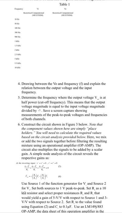 Solved Part 1: Low-pass RC Filtering Circuit Analysis and | Chegg.com