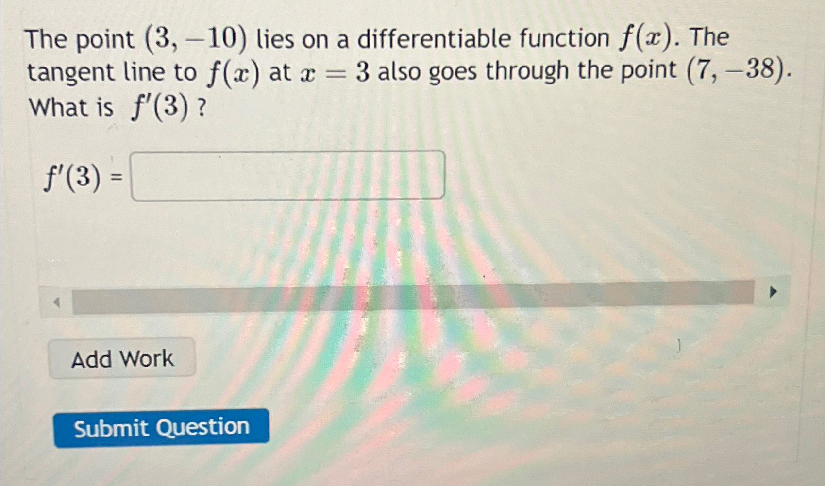 Solved The point (3,-10) ﻿lies on a differentiable function | Chegg.com