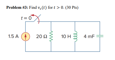 Solved Problem #3: Find vc(t) ﻿for t>0. | Chegg.com