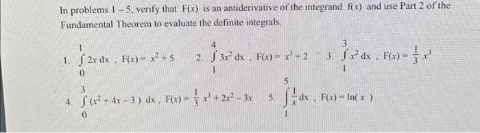 Solved In problems 1−5, verify that F(x) is an | Chegg.com