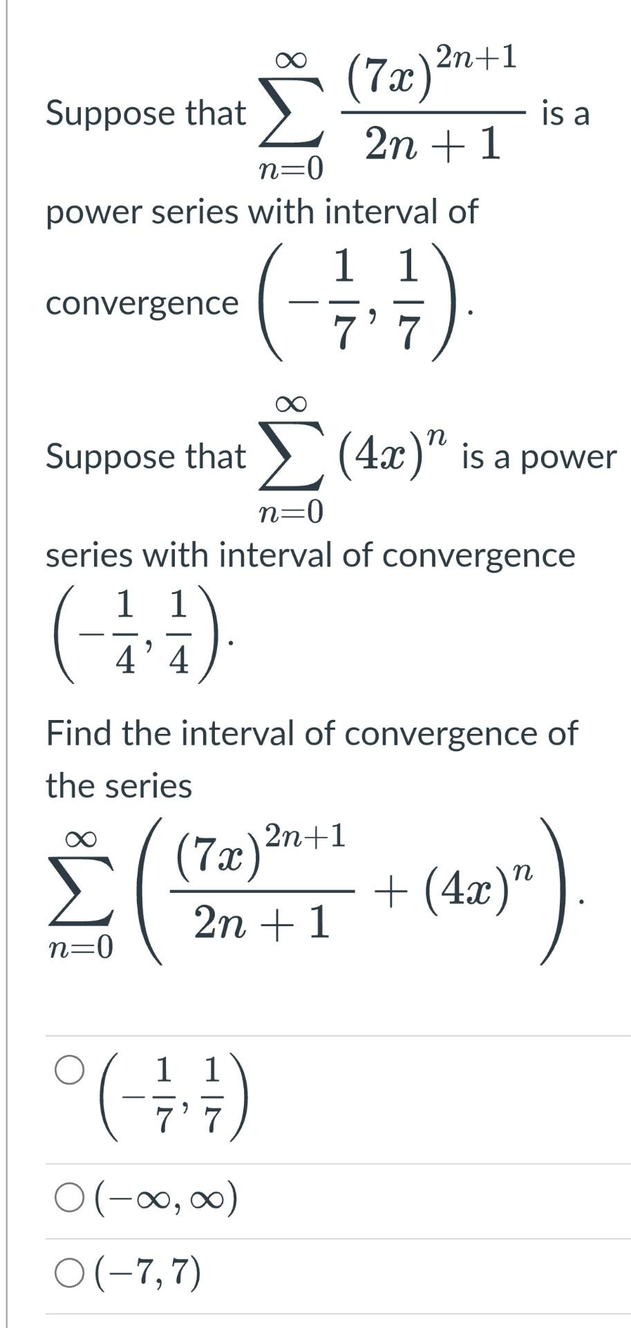 Solved is a 2n+1 (70) :) 21 Suppose that 2n + 1 n=0 power | Chegg.com