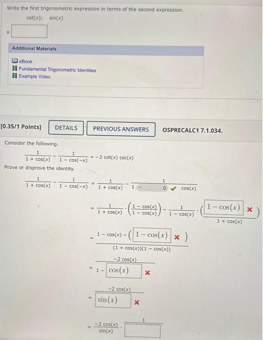 Solved Write the first trigonometric expression in terms of | Chegg.com