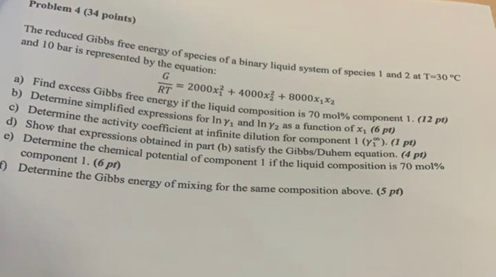 Solved Problem 4 (34 points) s of a binary liquid system of | Chegg.com