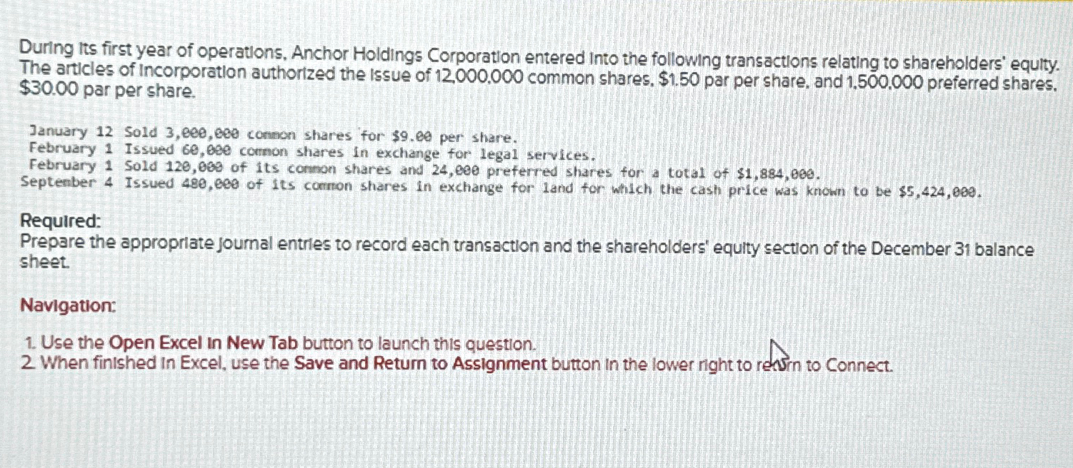 Solved During its first year of operations, Anchor Holdings | Chegg.com