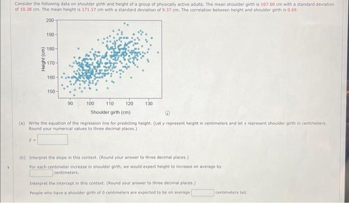 Solved Consider the following data on shoulder girth and | Chegg.com