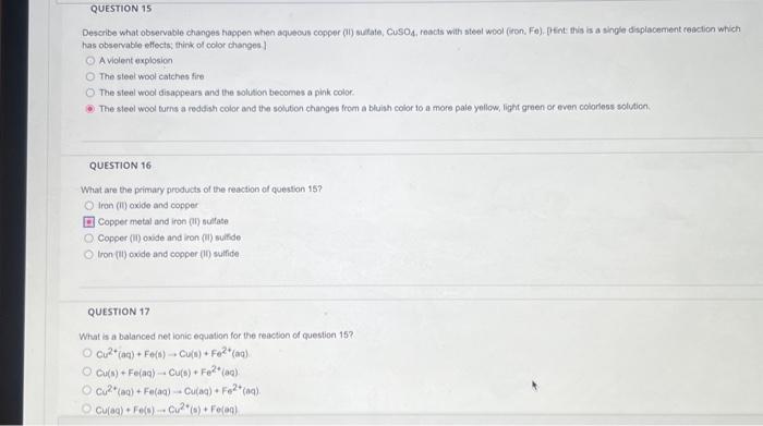 Solved has observable eflects; thirk of color chenges ] | Chegg.com