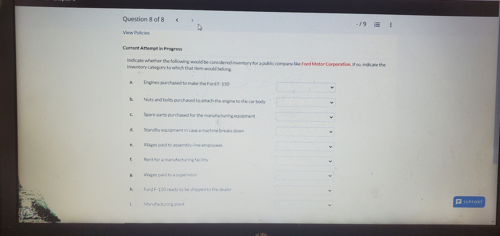 Solved Question 8 ﻿of 8-19View PoliciesCurrent Attempt in | Chegg.com
