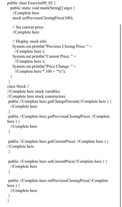 Solved 9.2 (The Stock class) Following the example of the | Chegg.com