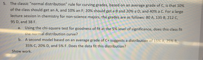 Solved 5. The classic "normal distribution" rule for curving | Chegg.com