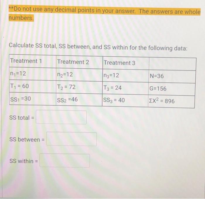 Solved **Do not use any decimal points in your answer. The | Chegg.com