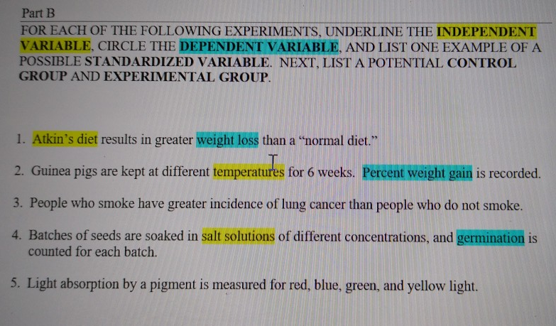 Solved Part B FOR EACH OF THE FOLLOWING EXPERIMENTS, | Chegg.com