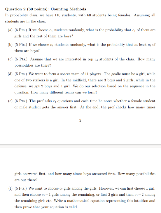 Solved Question 2 (30 ﻿points): Counting MethodsIn | Chegg.com