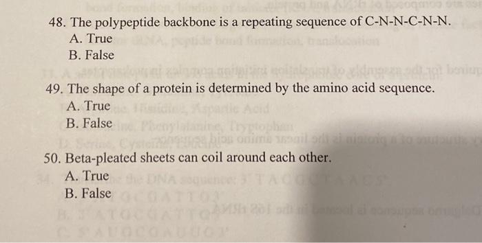 Solved 48. The polypeptide backbone is a repeating sequence | Chegg.com