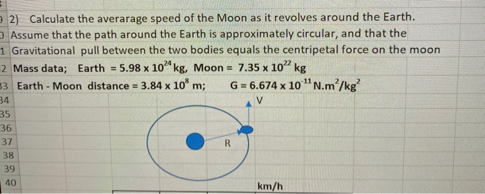 Solved 2) Calculate the averarage speed of the Moon as it | Chegg.com