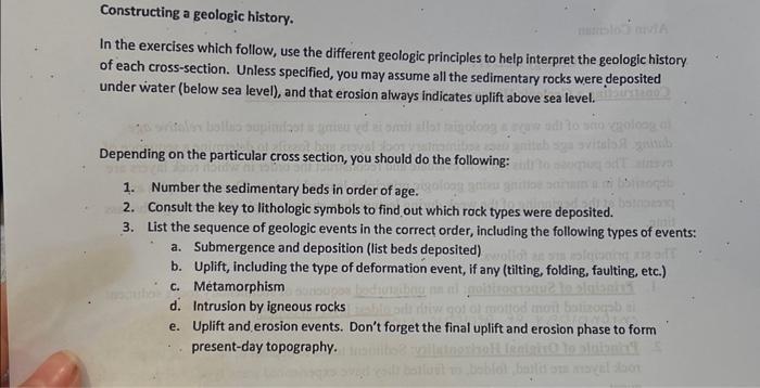 Solved Constructing a geologic history. In the exercises | Chegg.com