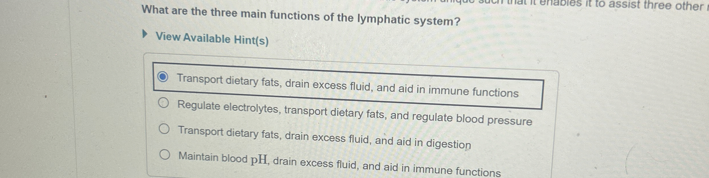 Solved What are the three main functions of the lymphatic | Chegg.com